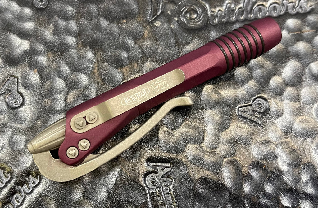 Microtech Siphon II Pen Black Cherry with Apocalyptic Hardware 401-SS ...