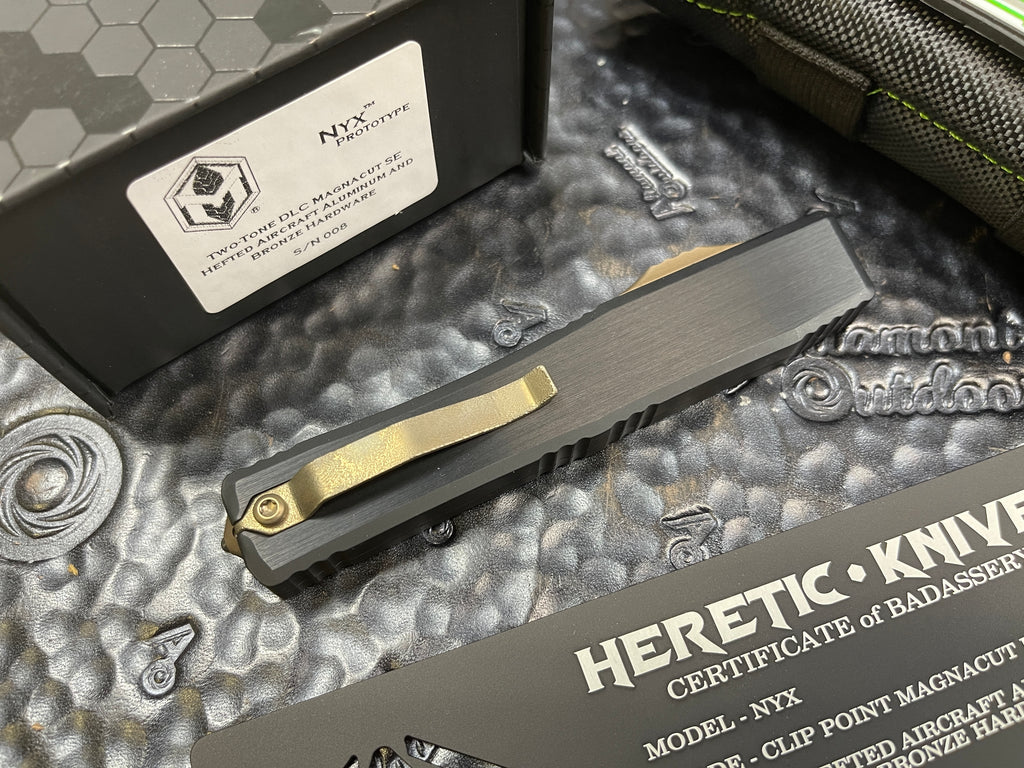 Heretic Knives Custom NYX Prototype S/N 008 S/E DLC Hefted Alum Bronze ...