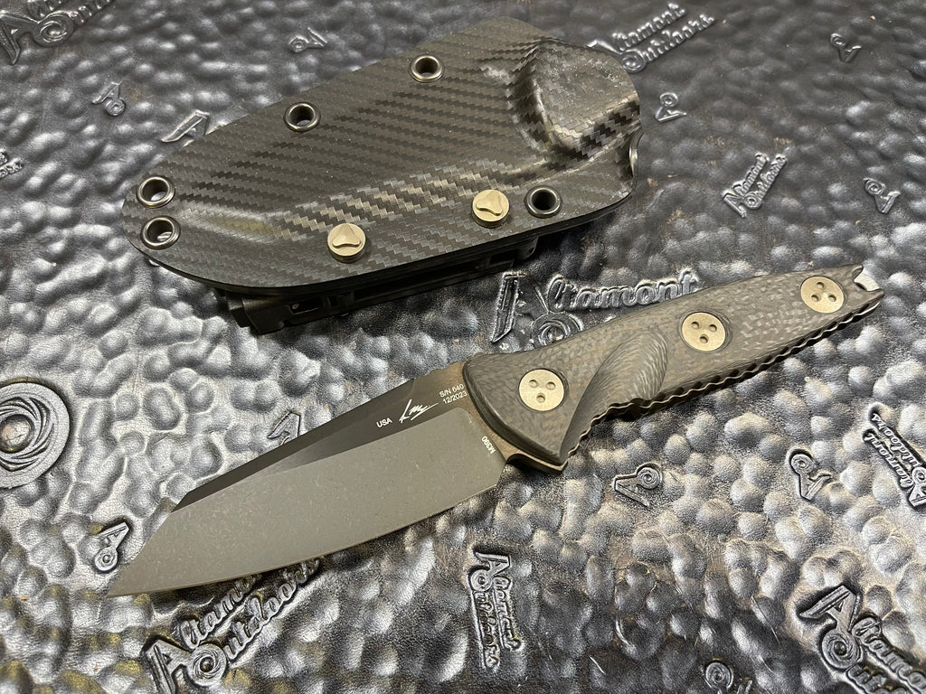 Microtech Socom Alpha Mini Warcom DLC Carbon Fiber 93M-1DLCCFS Fixed B ...