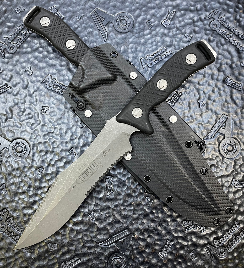Microtech Arbiter Apocalyptic Full Serrated Fixed Blade Knife 104-12AP ...