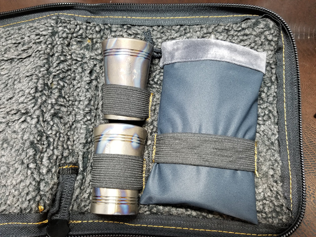 Marfione Custom Flamed Titanium Flask Set and 2 Shot Glasses – Altamont ...