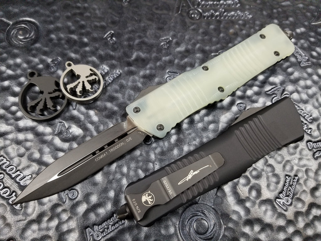 Microtech Combat Troodon Jade Green G-10 Handle Signature Series D/E 1 ...