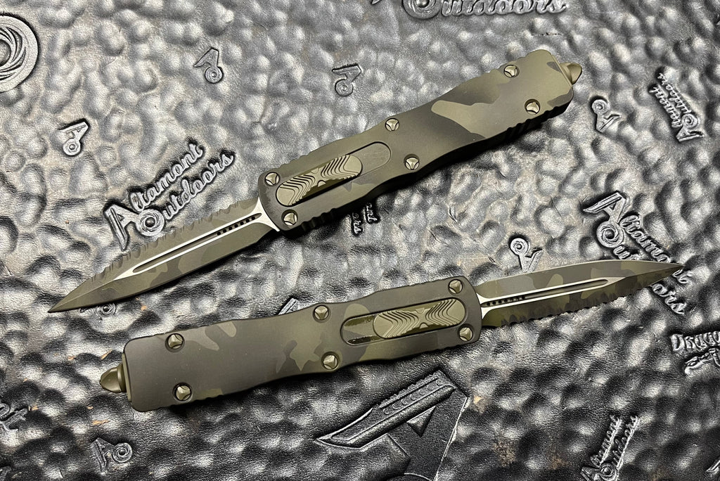 Microtech Dirac D/E Full Serrated Olive Camo 225-3OCS – Altamont Outdoors