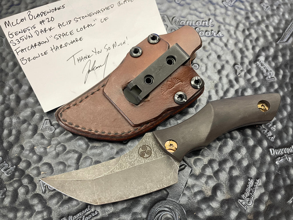 McCoy Bladeworks Genesis Space Coral Fat Carbon handle, Dark Acid Ston ...