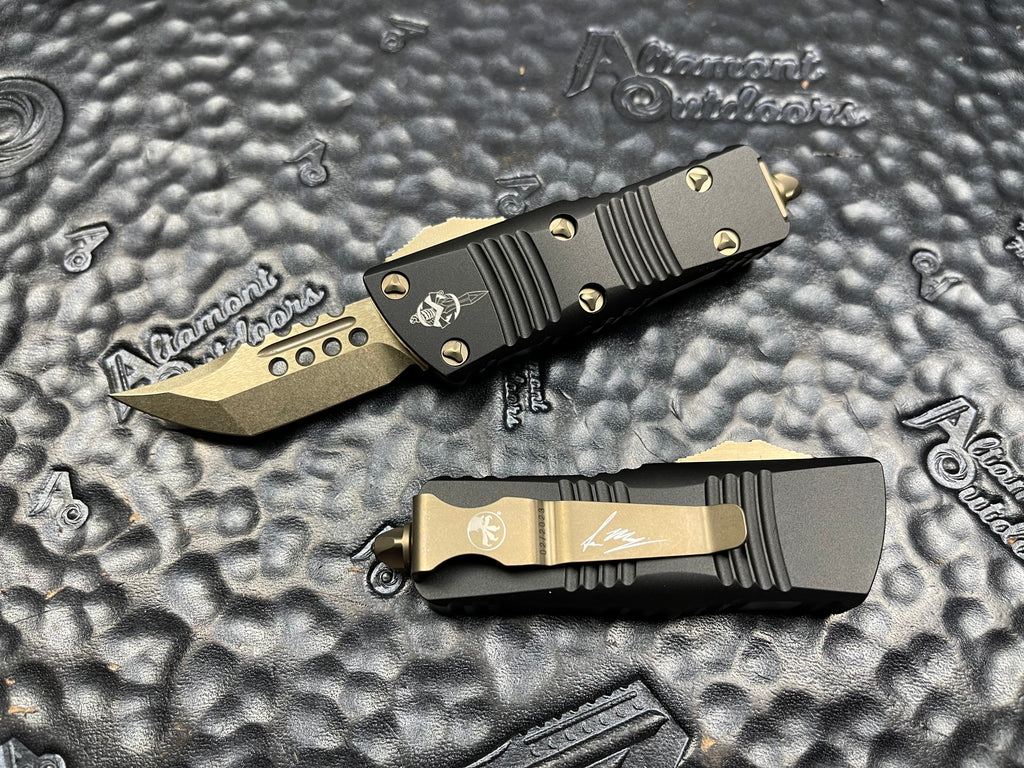 Microtech Troodon Mini Hellhound Bronze Standard, Black Handle 819-13S ...
