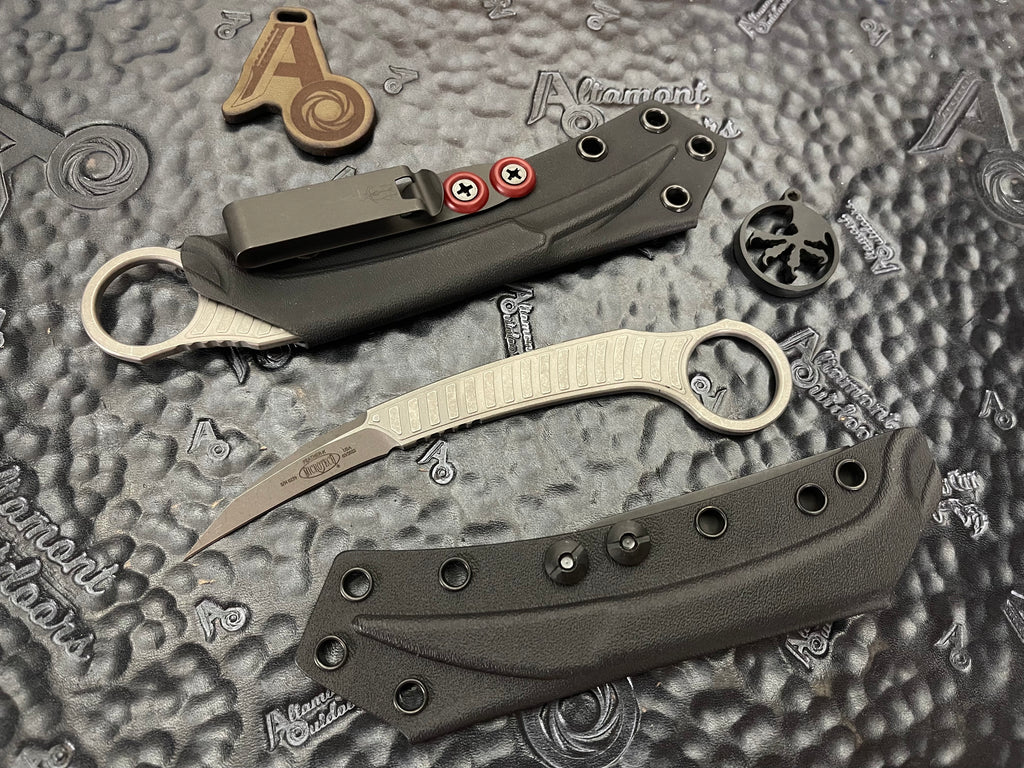 Microtech Bastinelli Collaboration Feather, Stonewashed, Fixed Blade K ...