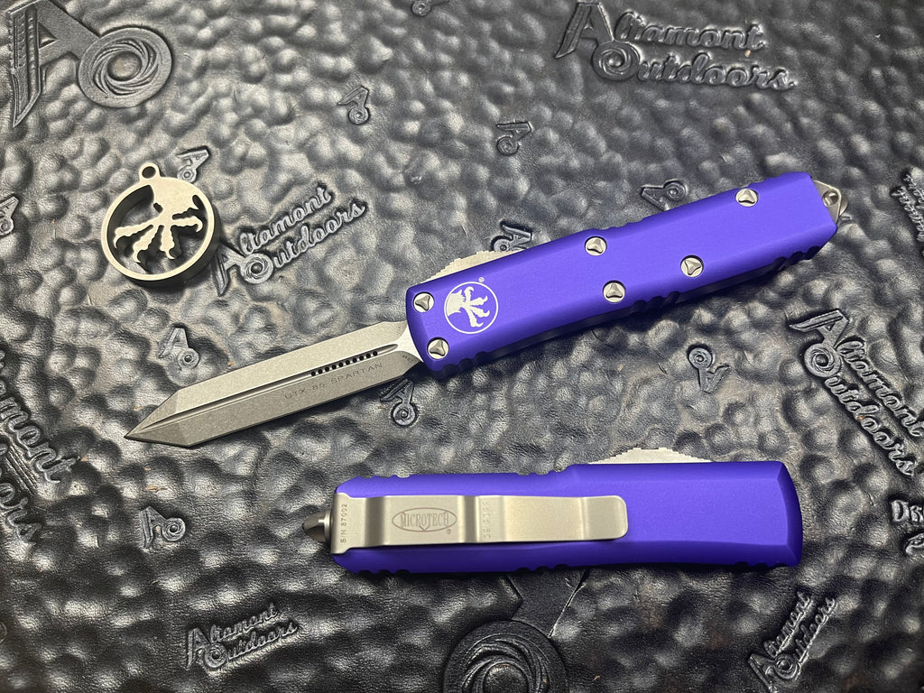 Microtech UTX-85 Spartan D/E Stonewashed Purple Standard 230-10PU ...